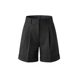 MONLICIA Lina High Waisted Single Pleat Shorts - Black