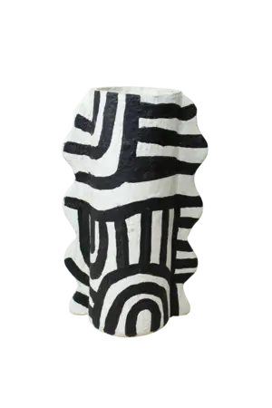 Botanical Boys Neutrals / Ligagasi Paper Mache Vase Fifty Three - Black