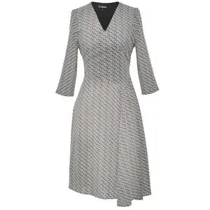 SMART AND JOY Crossed Draped On Side Skater Dress - Grey