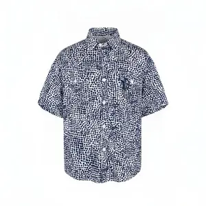 MODENAIRE Abstract Print Cotton Shirt Utility Accent Relaxed Fit