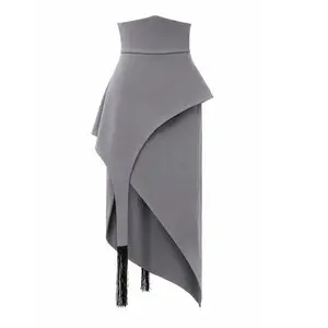 JULIA ALLERT Asymmetric Draped Fringe Skirt