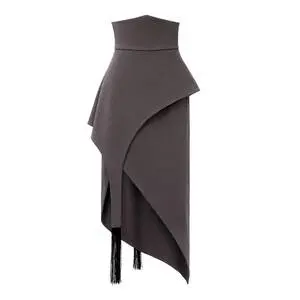 JULIA ALLERT Asymmetric Draped Fringe Skirt - Grey
