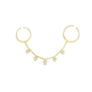 SHYMI Two Finger Bezel Set Adjustable Ring Heart - Gold