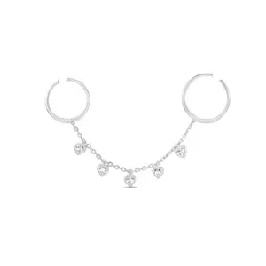 SHYMI Two Finger Bezel Set Adjustable Ring Heart - Silver