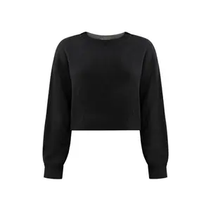 KNOWN SUPPLY Drop Shoulder Cropped Sweater Andra - Black