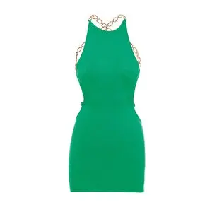 NISSA Backless Knitted Dress - Green