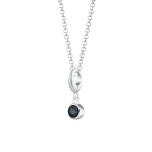 LILY CHARMED Silver / Blue Sterling Silver September Birthstone Charm Necklace Sapphire - Silver/blue