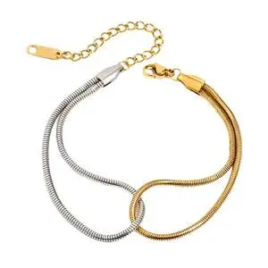 OLIVIA LE Sahira Mixed Metal Snake Bracelet - Gold