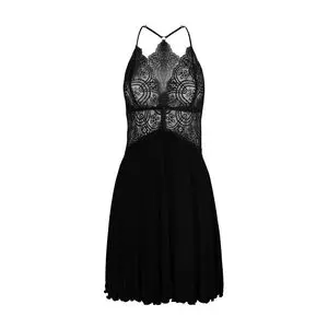 OH!ZUZA NIGHT&DAY Short Lace Camisole Nightgown In Ink - Black