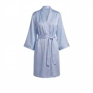 VIMISSIA Bubble Silk Short Robe In Sky - Blue