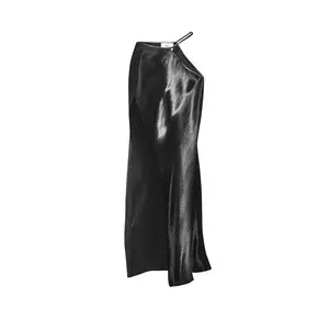 MAISON SEL Cutout Shiny Fabric Skirt - Black