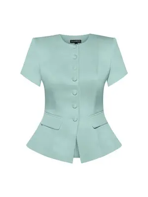 TIA DORRAINE Romantic Glow Short Sleeves Blazer - Green