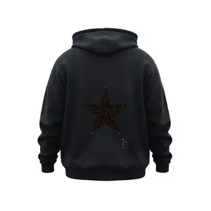 AURA & CO Nyc Star Hoodie Glitter - Black