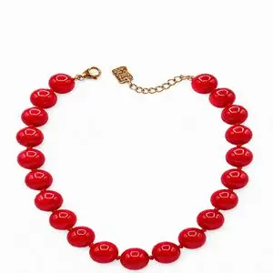 MICHAEL NASH JEWELRY Abigail 14mm Carnelian Knotted Semi Precious Bead Necklace - Red