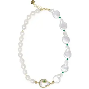 VINTOUCH ITALY The Eye Gold-plated Emerald & Pearl Statet Necklace - Green