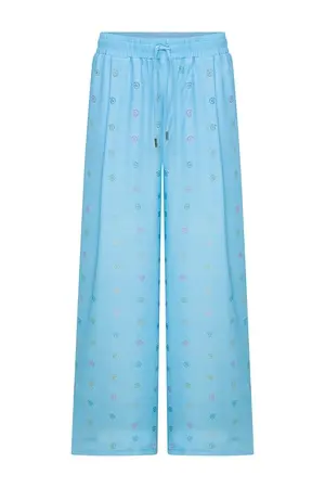 JE TE VEUX Spira Crystal Embellished Pants - Blue