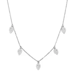 KAMARIA Blessings Leaf Choker Necklace With Crystals - Silver