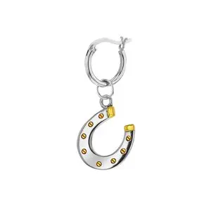 TRUE ROCKS Silver & Gold Horseshoe On Silver Hoop - Gray/yellow