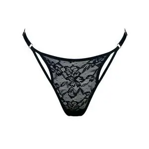 MONIQUE MORIN LINGERIE Hologram Adjustable Thong - Black
