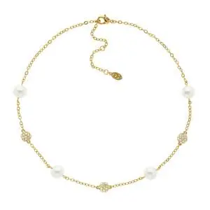 EMMA HOLLAND JEWELLERY Gold / White Gold, Crystal & Pearl Luxury Necklace - Gold/white