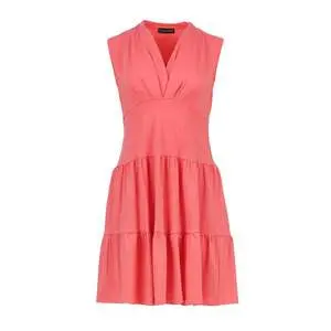 CONQUISTA Coral Sleeveless V-neck Jersey Dress - Orange