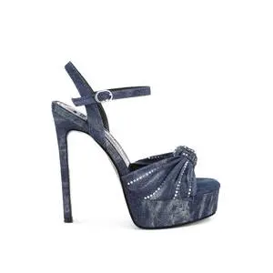 RAG & CO Margala Knotted Rhinestone Embellished Sandals In Denim By - Blue