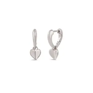 DINNY HALL Folded Heart Drop Hoops Silver