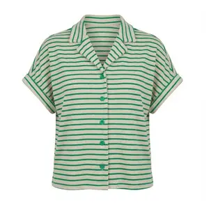 NOOKI DESIGN Caspian Towelling Stripe Blouse - Green