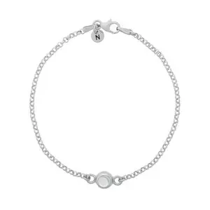 NELLOU JEWELLERY Sterling Silver Birthstone Gem Dot Bracelet - Gray