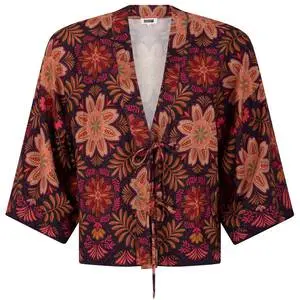 IN OUR NAME Chappal Short Printed Kimono - Pink