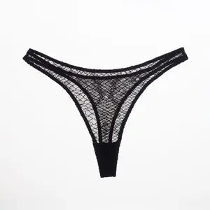LUNATIC FEMME Sheathe Snake Lace Low-rise Thong - Black