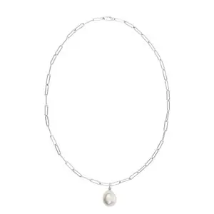ORA PEARLS Aetia Baroque Pearl Chain Necklace - Silver
