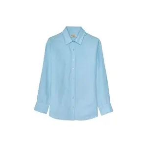 THISISU COLLECTION Sirena Open-back Linen Wavy Shirt - Blue