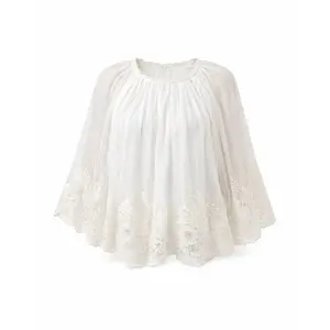 IZABELA MANDOIU Aurélia Embroidered Silk Cape Blouse