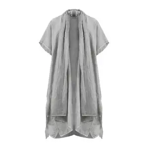 ZHENABIA Shawl Kimono Khaki Hooded Kimono - Grey