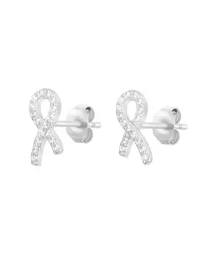 KAMARIA Cancer Ribbon Stud Earrings - Silver