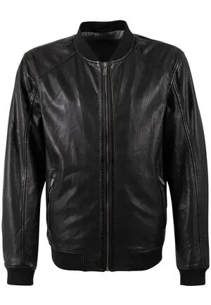 Mauritius Leather Bomber Jacket Giton - Black