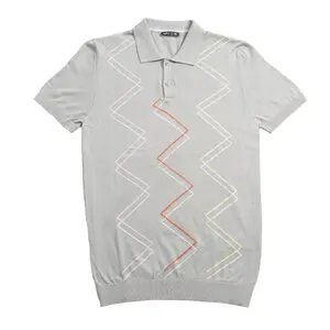 EIGHT X Zig Zag Knit Polo - Grey