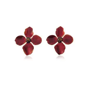 MILOU JEWELRY Clover Flower Earrings - Red