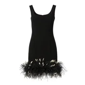 LITA COUTURE Feather Trim Mini Dress