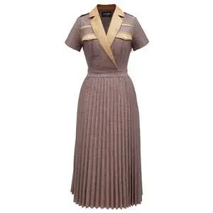 SMART AND JOY Prince Of Wales Fabric Pleated Dress - Brown