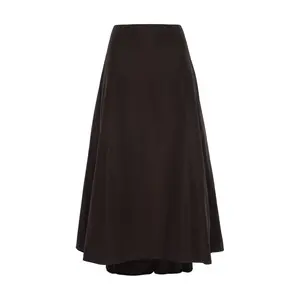 SILVIA SERBAN Asymmetrical Taffeta Midi Skirt - Brown