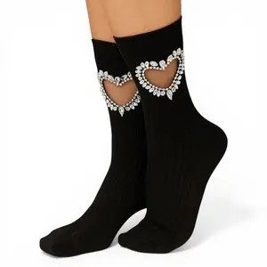 HIGH HEEL JUNGLE BY KATHRYN EISMAN Gem Crystal Heart Sock