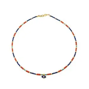 ATELIER PETITES PIERRES Rhodes Lapis Coral Necklace - Orange