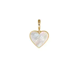 KARMA AND LUCK White / Gold Intuitive Beauty Mother Of Pearl Heart Charm - White/gold
