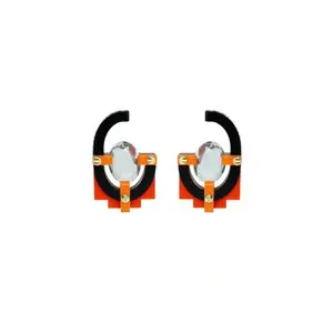 GISSA BICALHO Handmade Acrylic Earring With Oval Cut Stone - Orange