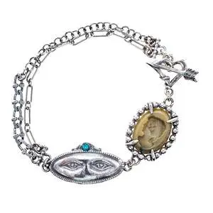 GEM KINGDOM Ex Voto Vintage Cameo Bracelet - Silver