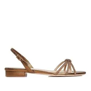 GINISSIMA Daisy Sandals, Genuine Leather, Round Toe - Gold