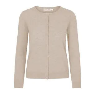 TIRILLM Neutrals Emilie" Basic Cashmere Cardigan, Light Melange - Beige