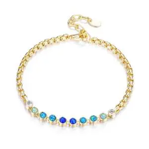 KAMARIA Bezel Ombre Opal Bracelet With Box Chain - Blue